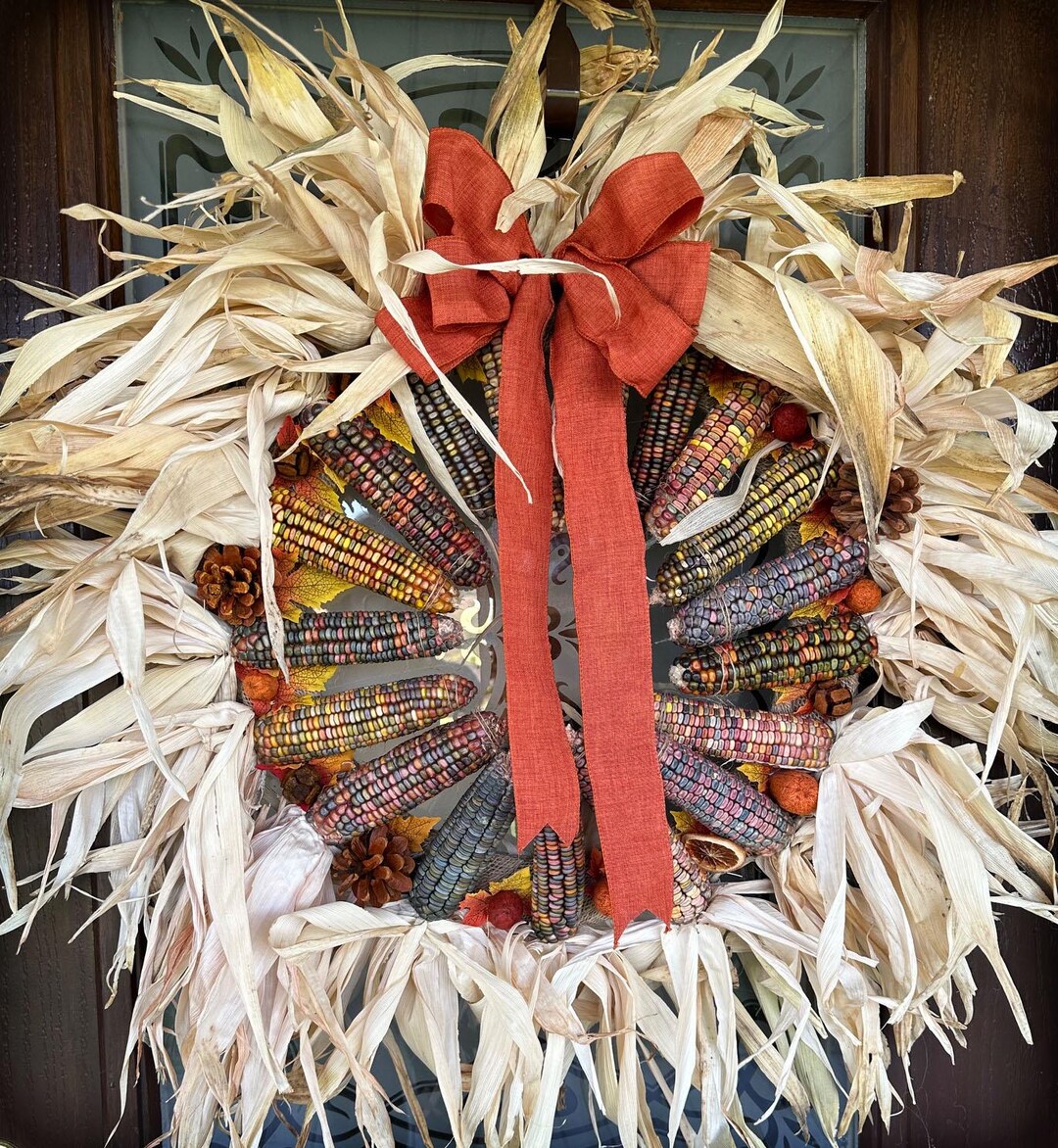 Indian Corn Wreath Fall Decorations - Etsy
