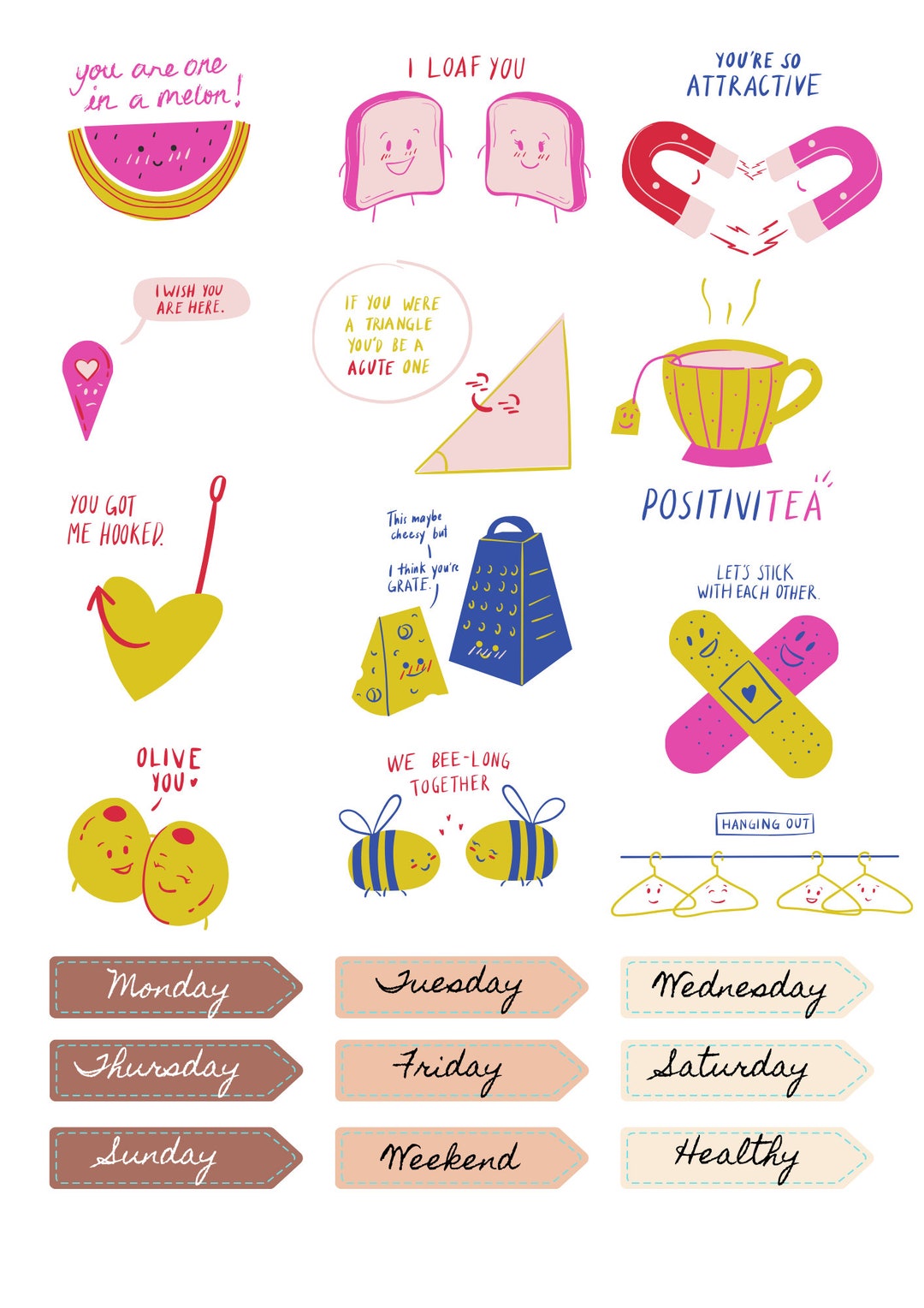 Sticker Designs Bundle, Digital Sticker Pack, Stickers Bundle, Sticker ...