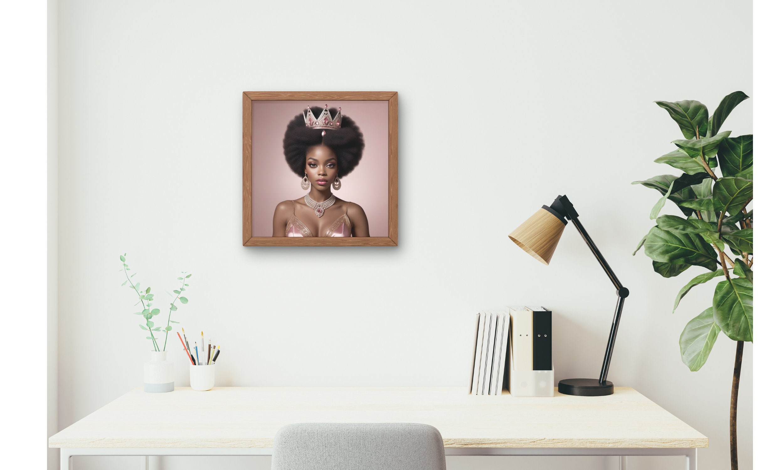 African Royalty Princess Digital Art, Black Princess With Afro Poster ...