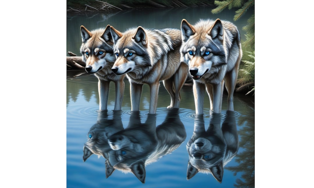 Pack of Wolves W/ Blue Eyes Digital Art, Pack of Wolves Poster, Wolves ...