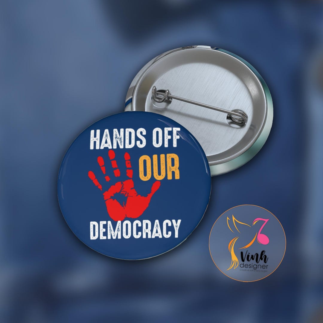 Hands off Our Democracy Pin, Hands off Protest Pins Buttons, Hands off ...