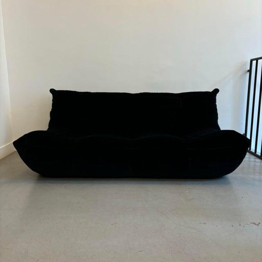 Dark Black Fabric 3-seater Togo Sofa – Sleek and Comfortable Lounge ...
