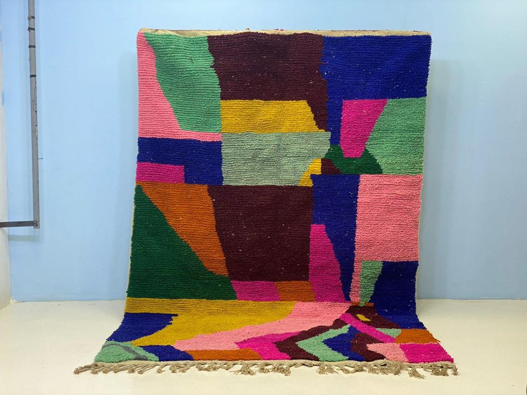 Custom High Quality Wool Rug, Custom Colorful Checkered Rug, Moroccan ...
