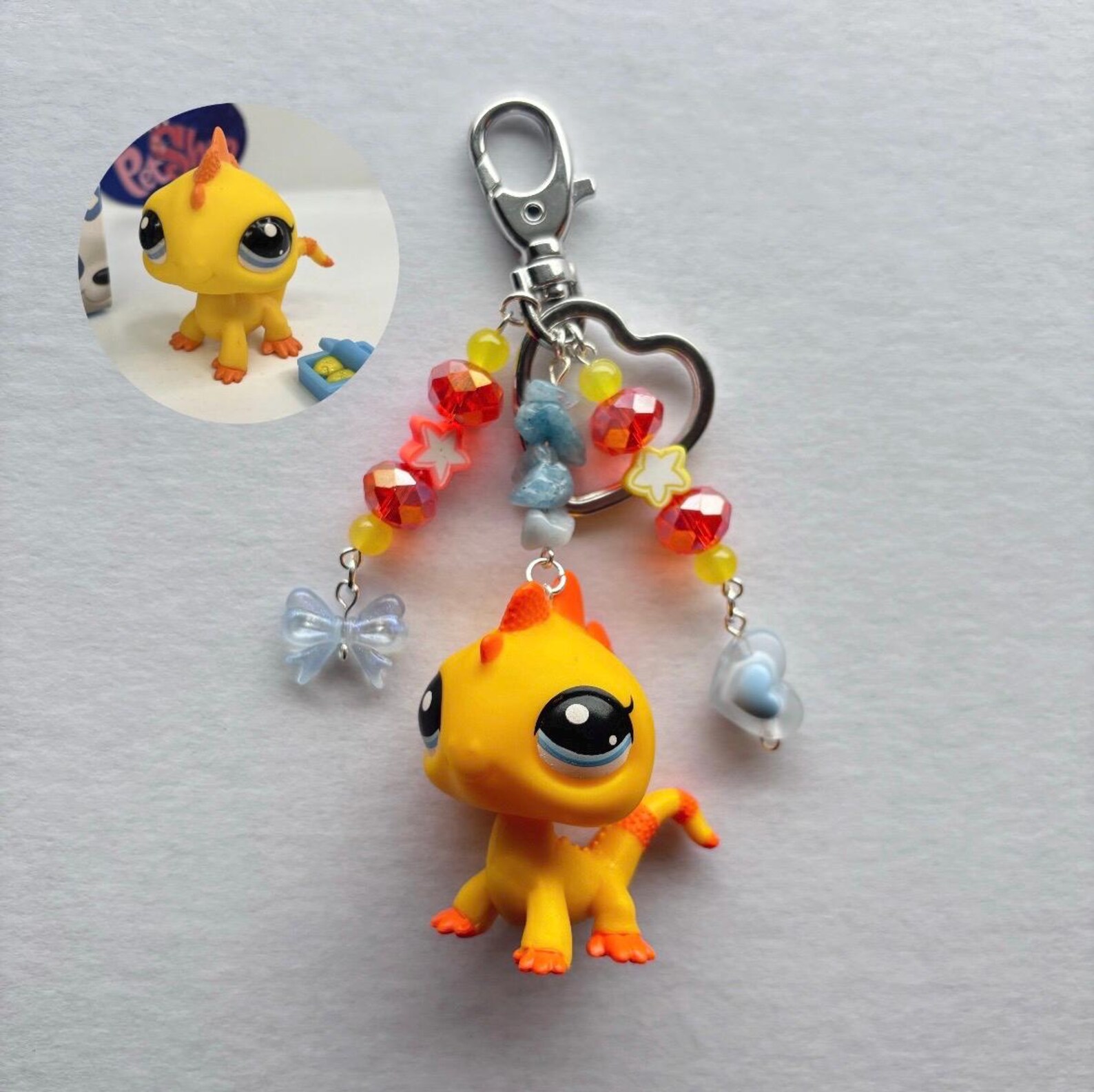 Littlest Pet Shop Yellow Iguana Keychain Charm G7 LPS Heart Key Ring ...