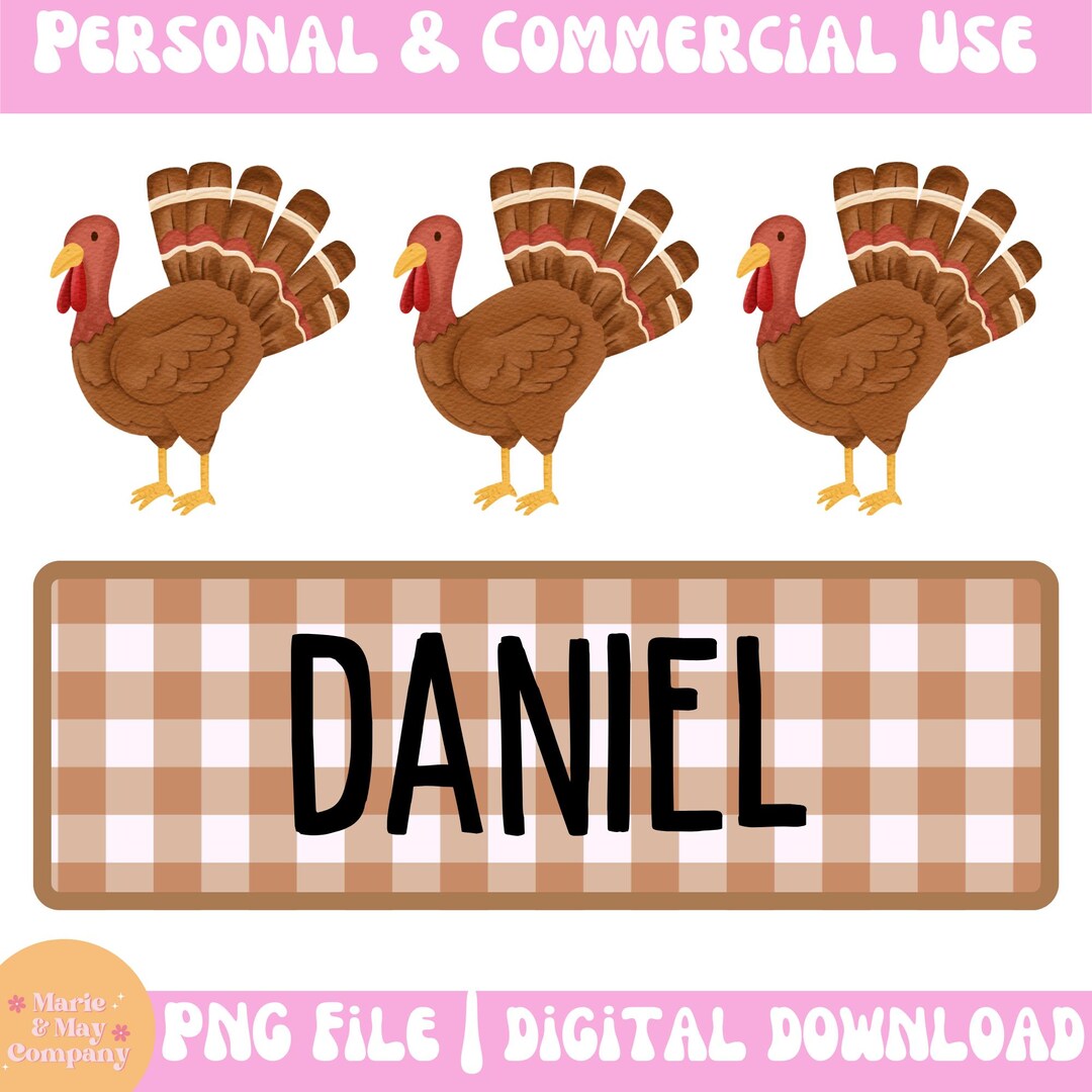 Brown Gingham Turkey Name Plate Png Gingham Turkey Png Brown Gingham ...