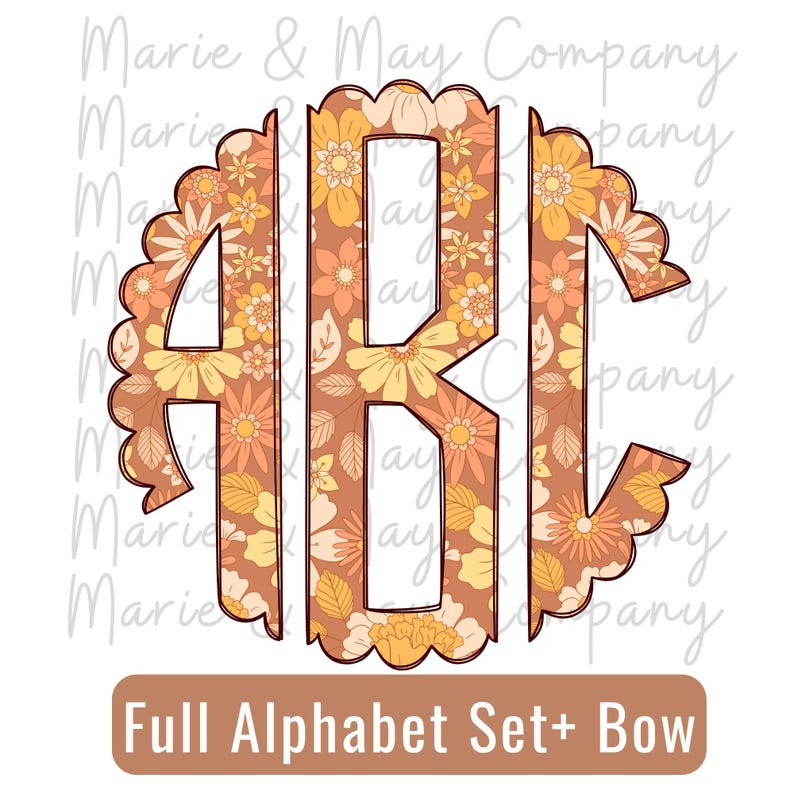 Floral Monogram Alphabet PNG: Printable Design (digital Download) - Etsy UK
