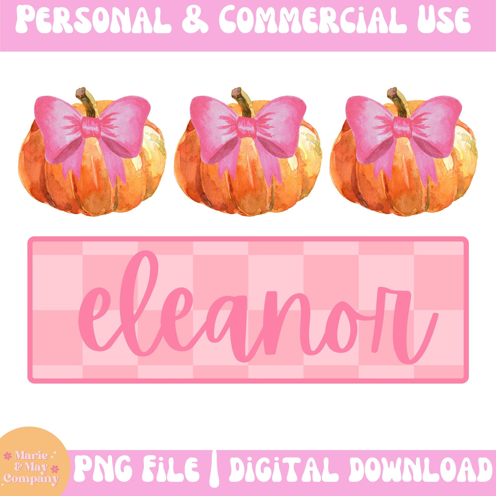 Pink Gingham Pumpkin Name Plate Png | Pumpkin Name Plate Png | Pink ...