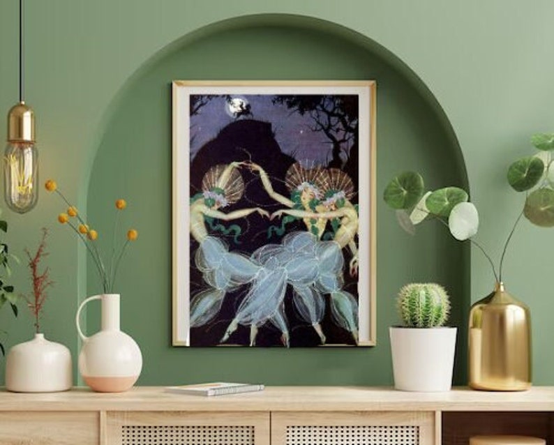 Moon Madness Poster , Women Dancing in the Moonlight Giclee Print ...