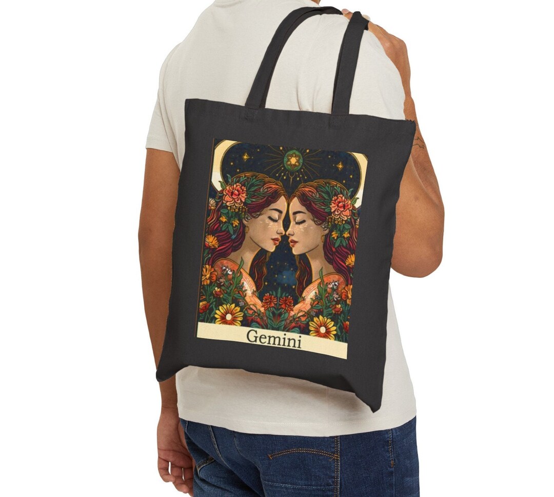 Canvas Tote Bag, Tote for Gemini Woman, Gift for Gemini, Beach Bag ...