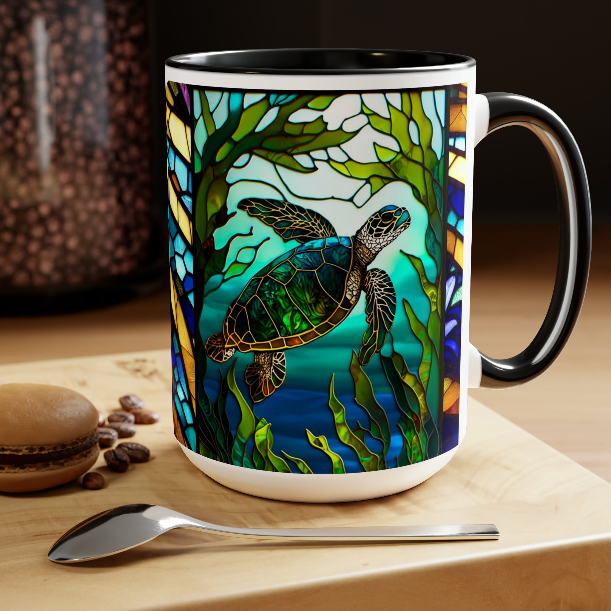 Stained Glass Sea Turtle Mug , Under the Sea Turtle Coffee Tea Cup ...