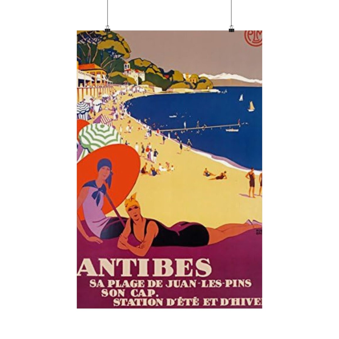 Vintage French Riviera Poster , Summer Coastal Wall Art, Retro Travel ...