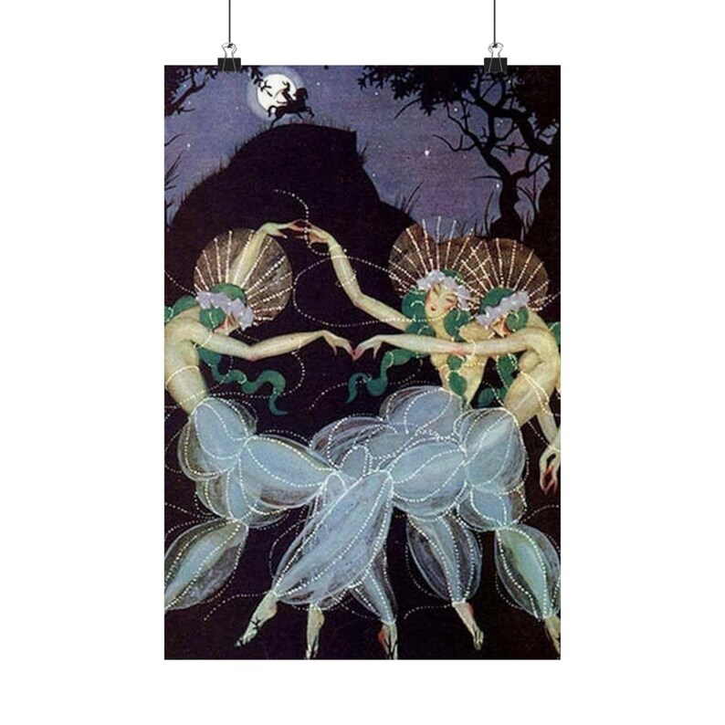 Moon Madness Poster , Women Dancing in the Moonlight Giclee Print ...