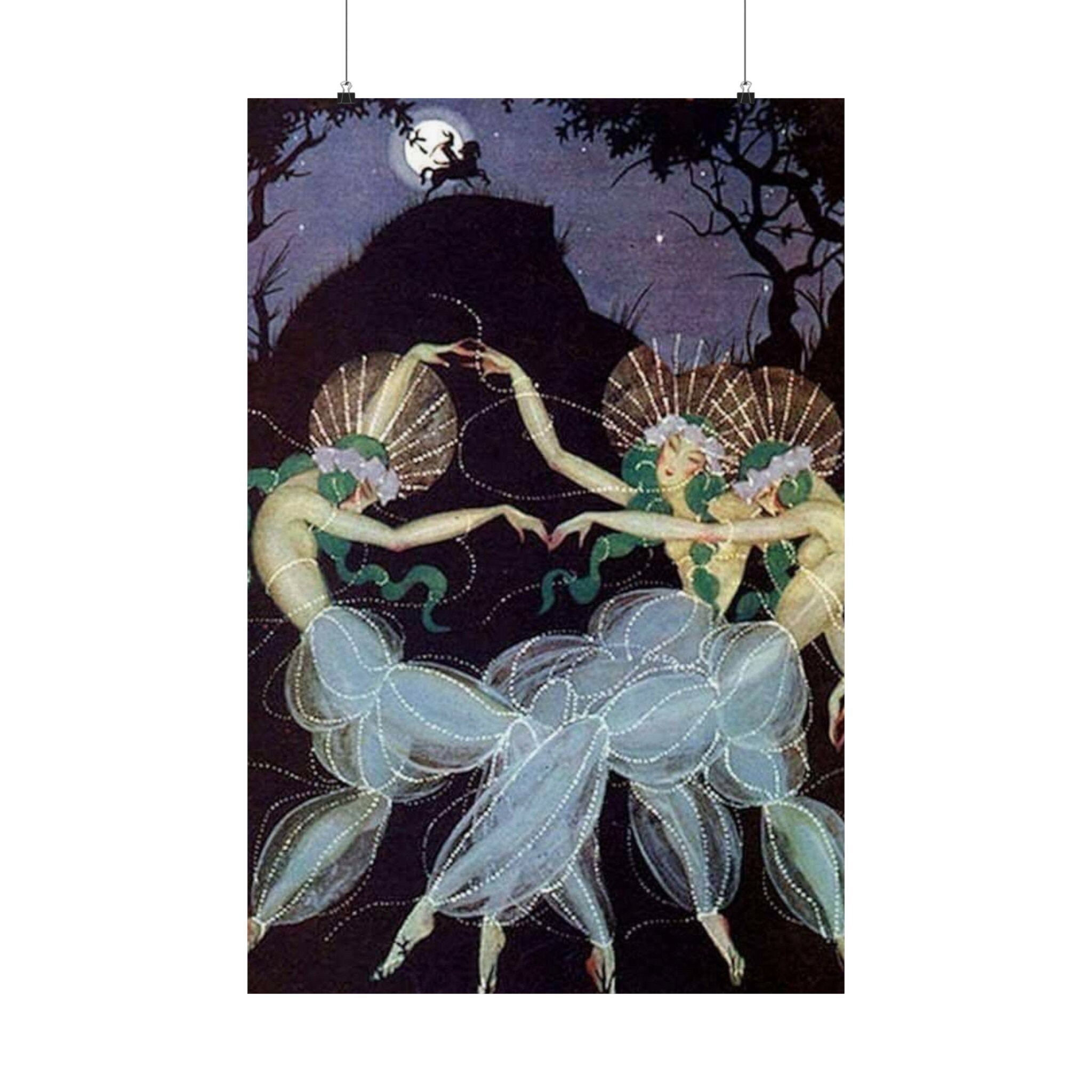 Moon Madness Poster , Women Dancing in the Moonlight Giclee Print ...