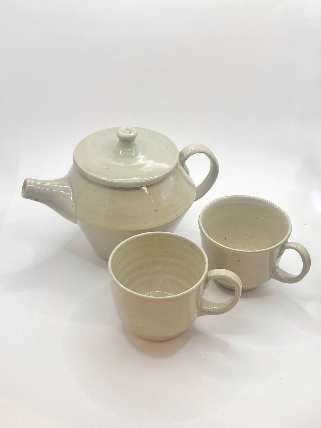 Homemade Ceramic Teapot With Two Matching Teacups Celadon Glaze - Etsy