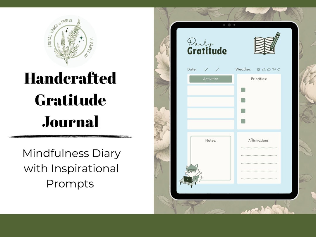 Handcrafted Gratitude Journal: Mindfulness Diary With Inspirational ...
