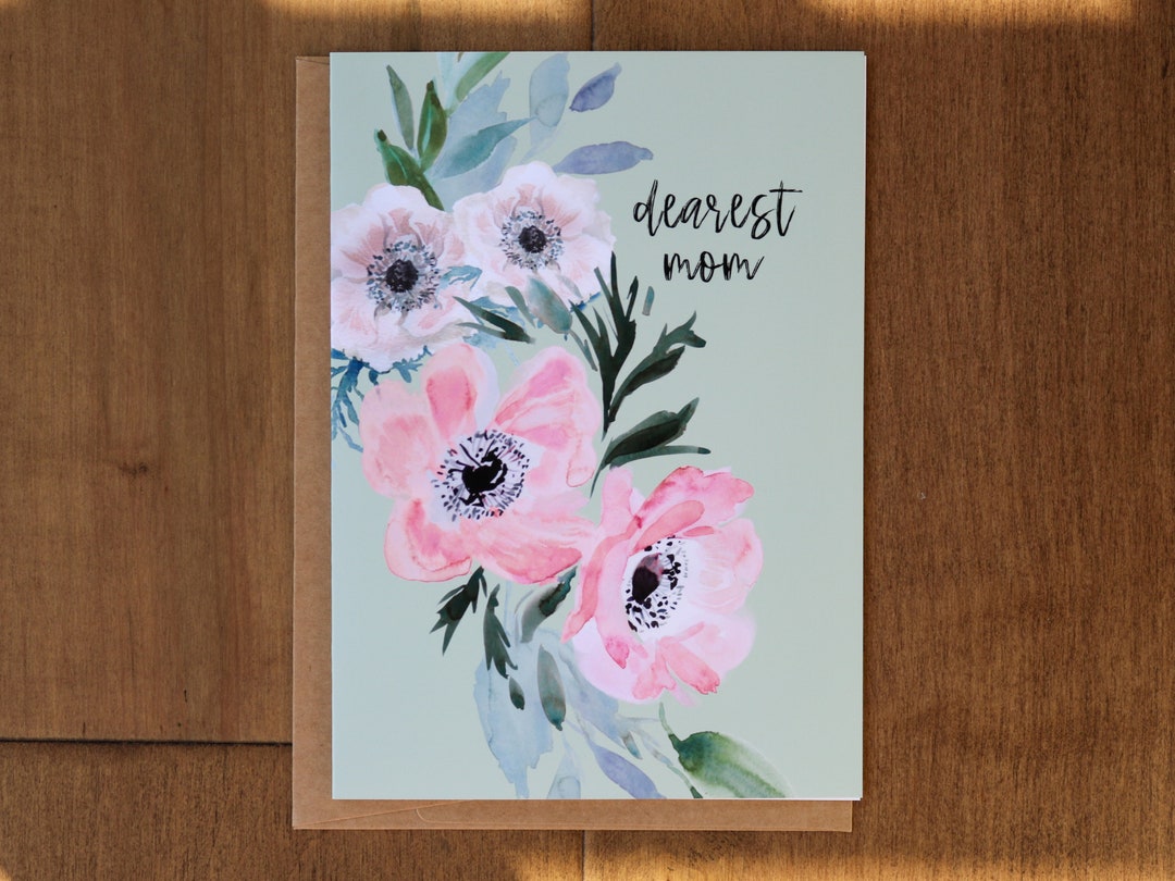 Mother's Day Card | Dearest Mom | Happy Mother's Day | Mom | Mint Green ...