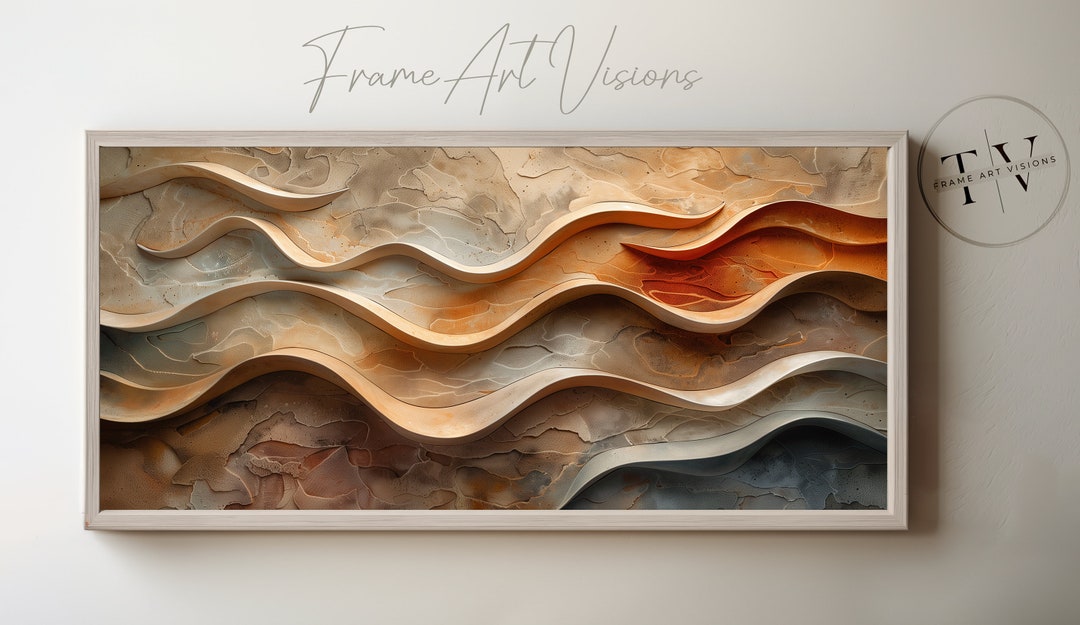 Samsung Frame TV Art Taupe Waves Instant Digital Download Samsung Art ...