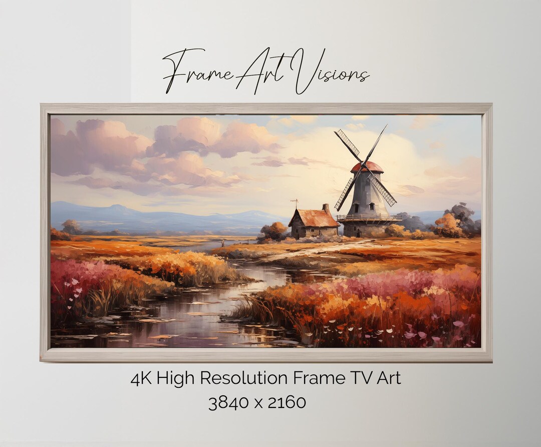 Rustic Windmill Landscape | 4K Digital Painting for Samsung Frame TV ...