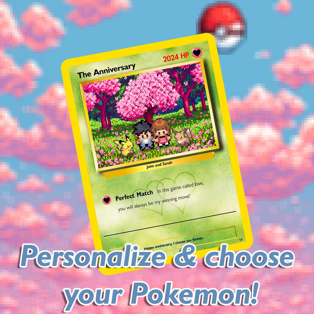 Custom Pokemon Card Gift Couple | Anniversary | Birthday | Valentine - Etsy