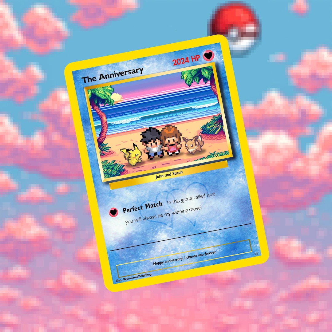 Custom Pokemon Card Gift Couple | Anniversary | Birthday | Valentine - Etsy