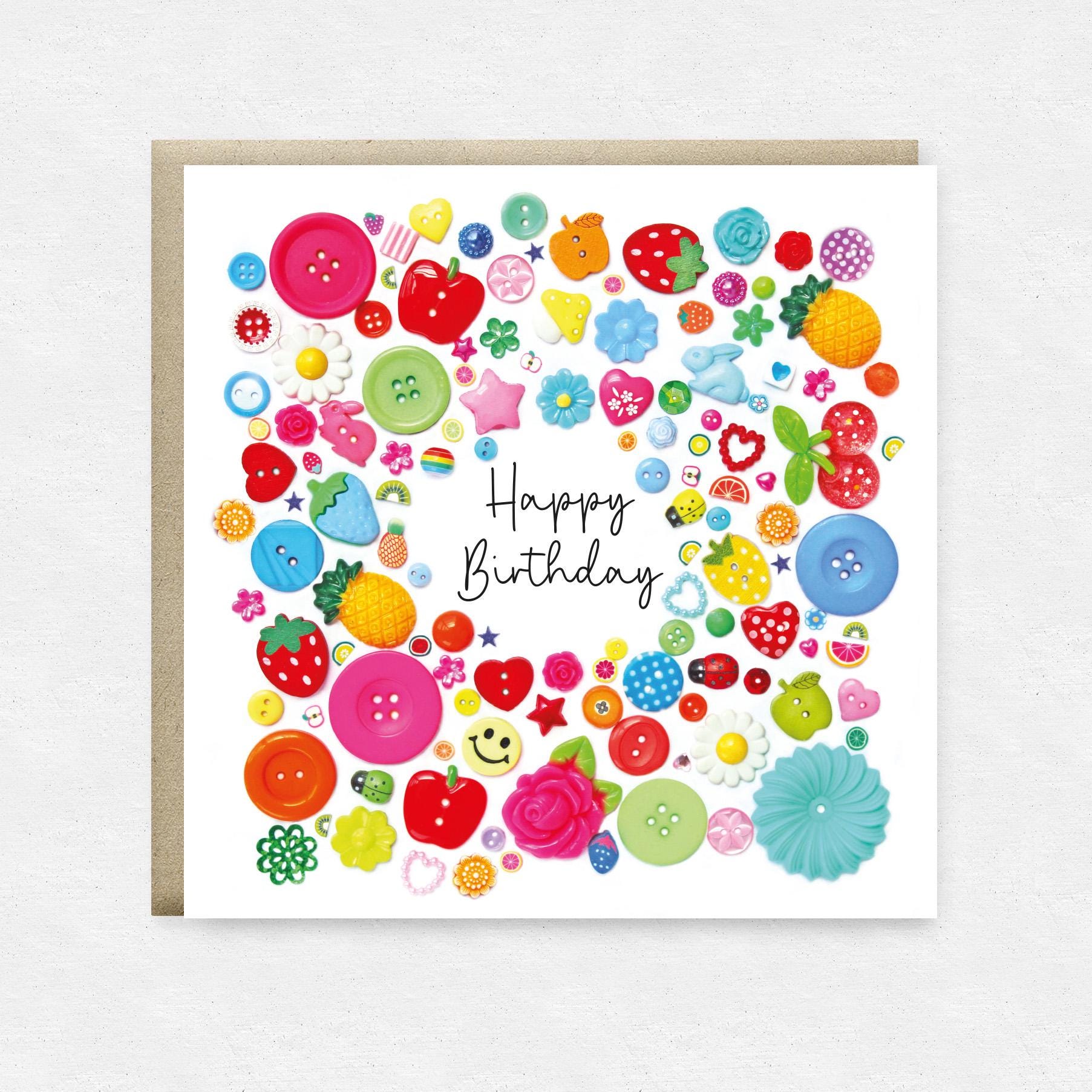Buttons Birthday Card - Etsy