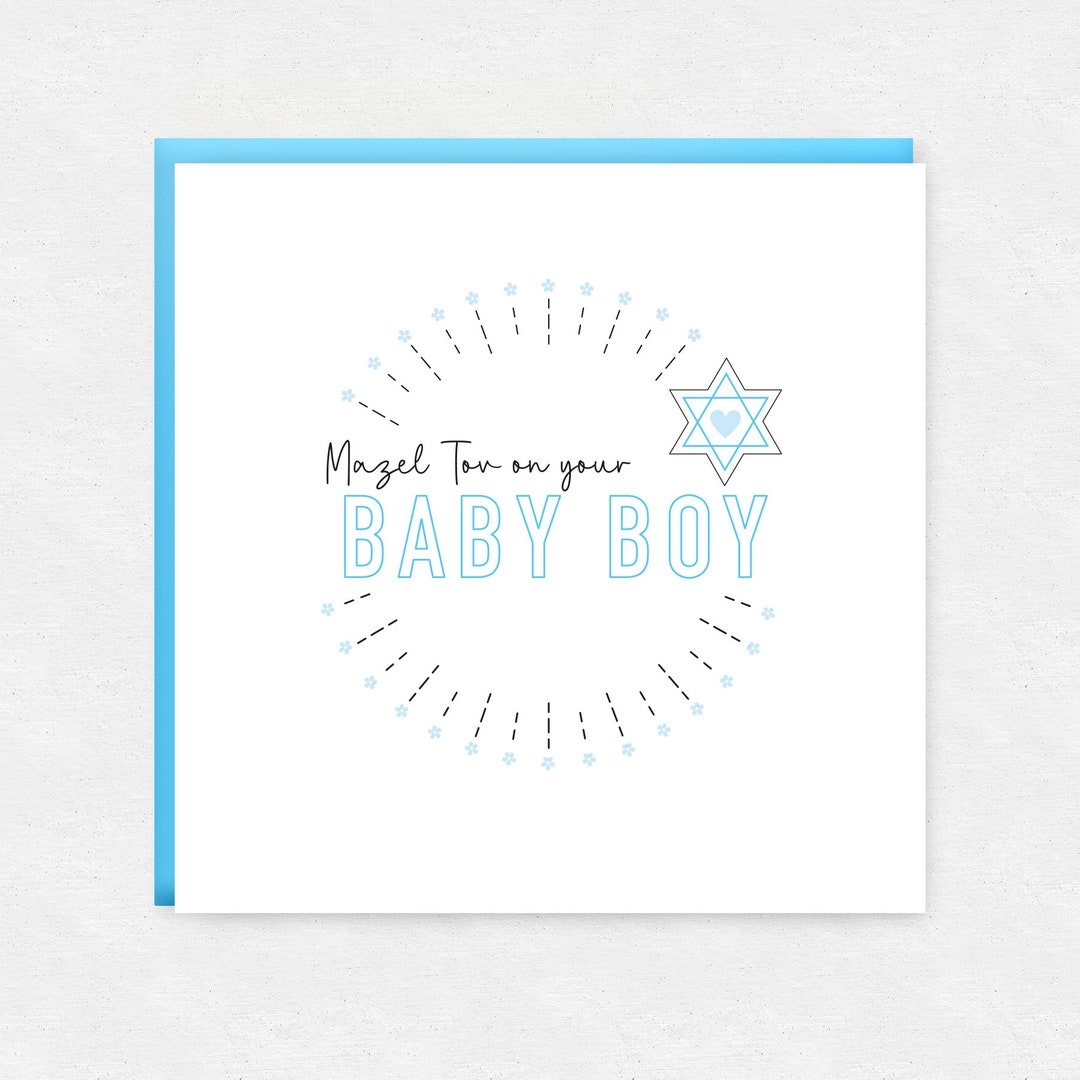 Mazel Tov Baby Boy Card: Jewish New Baby Congratulations - Etsy