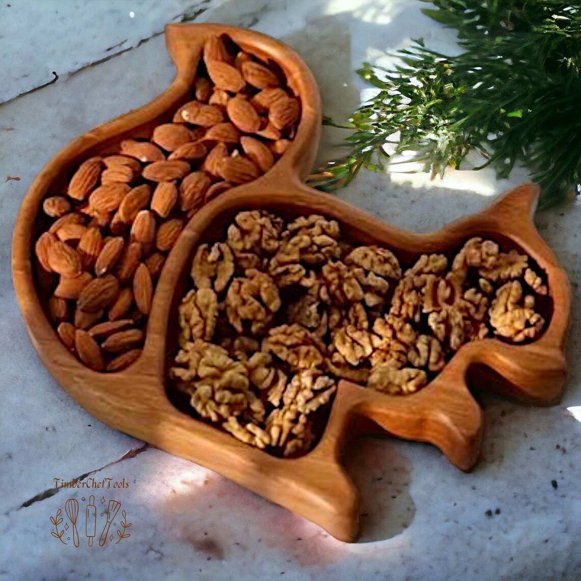 Wooden Squirrel Shaped Plate Divided Dinner Plate & Platter Snack Fruit ...