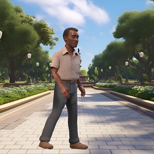 2D Animated Walk Cycle of Older Man, Mouth and Eye Movements Looping ...