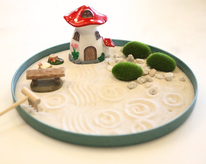LIGHTED Mushroom Forest Mini Zen Garden | Cottage Garden Night Light ...