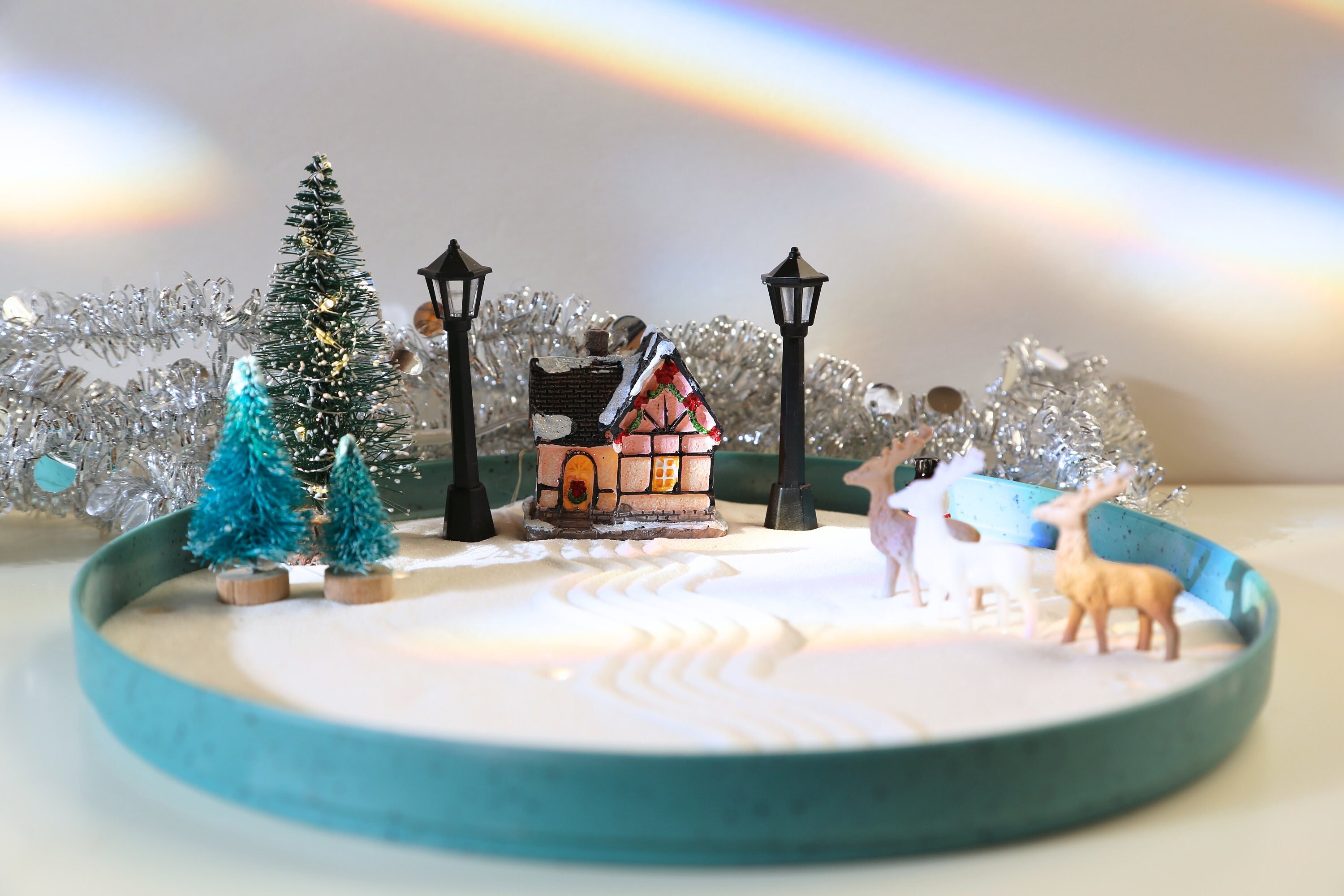 LIGHTED Mini Winter Village Zen Garden Sand Garden DIY Kit Fairy Garden ...