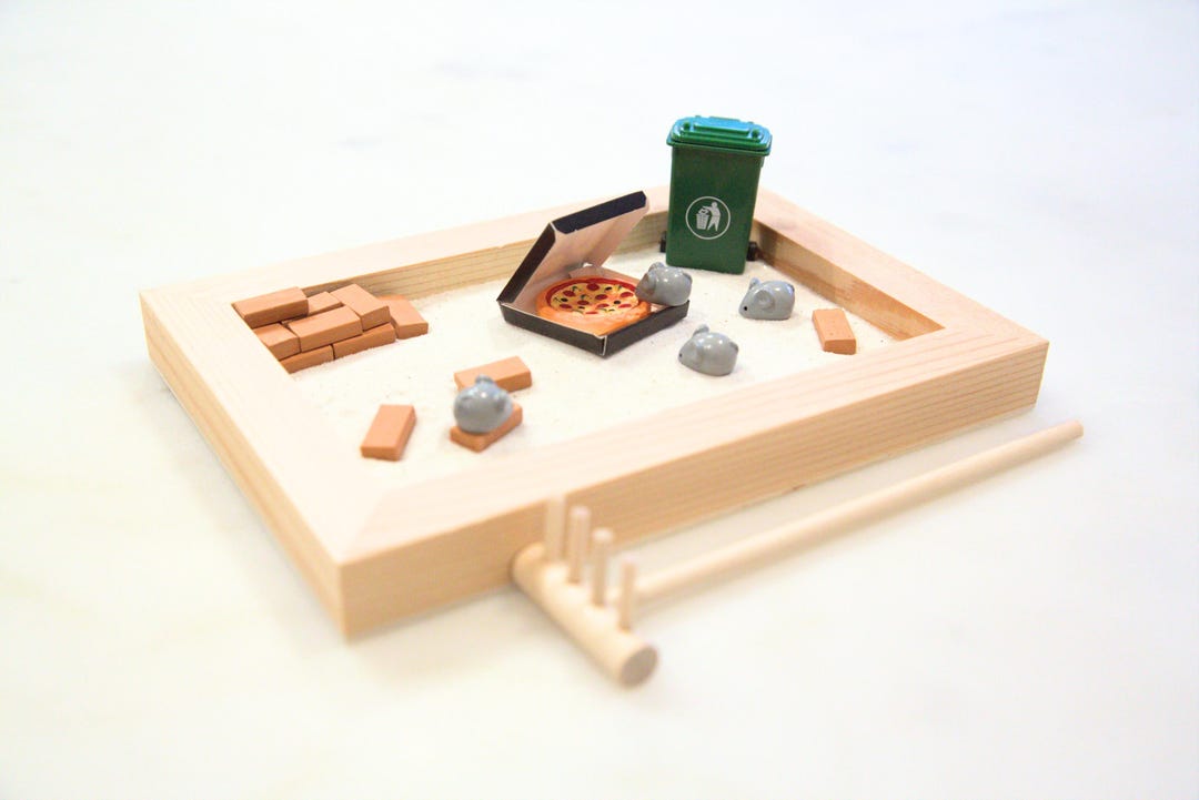 Dumpster Pizza Rats Zen Garden | Dumpster Fire Pizza Rat NYC Office ...