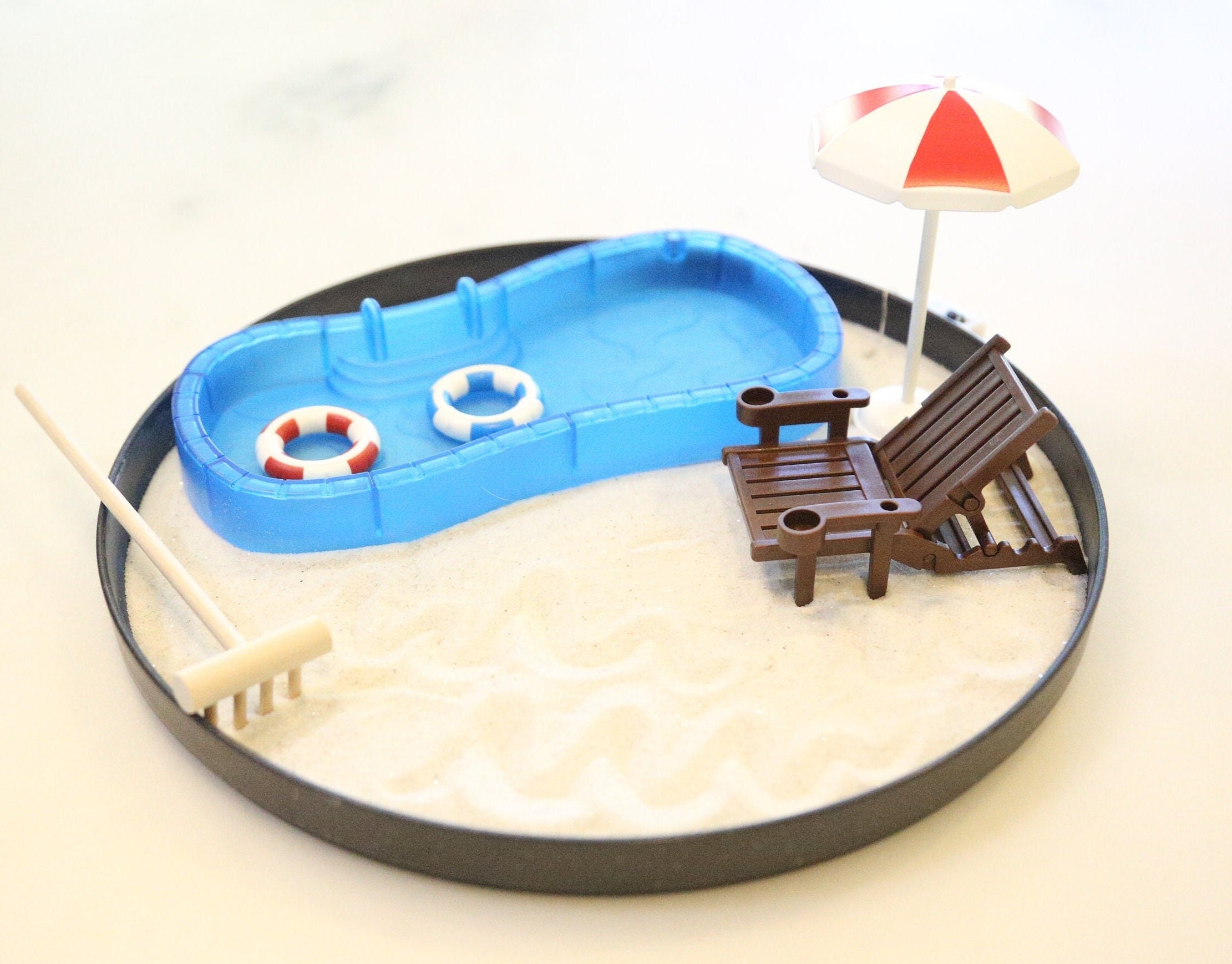 Summer Beach Pool Mini ZEN GARDEN Sandbox Fidget Toy Stress Relief Gift ...