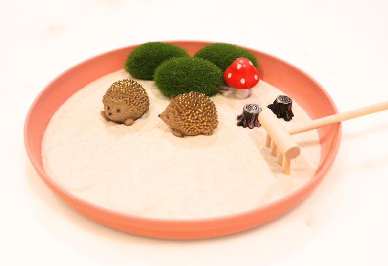 HEDGEHOG Mini Zen Garden | Room Decor Cute Mini Animals Sandbox Fidget ...