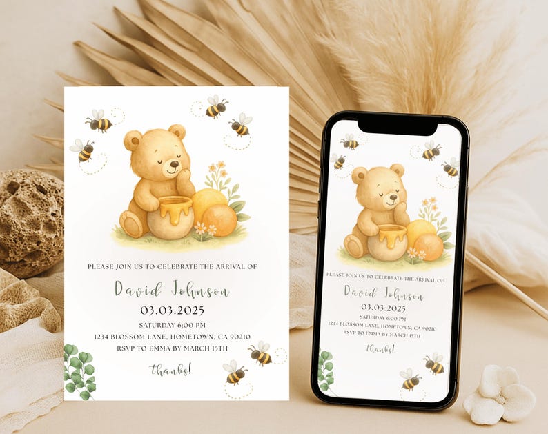 Honey Bear Big Bundle, Baby Shower Set, Games, Diaper Raffle - Etsy UK