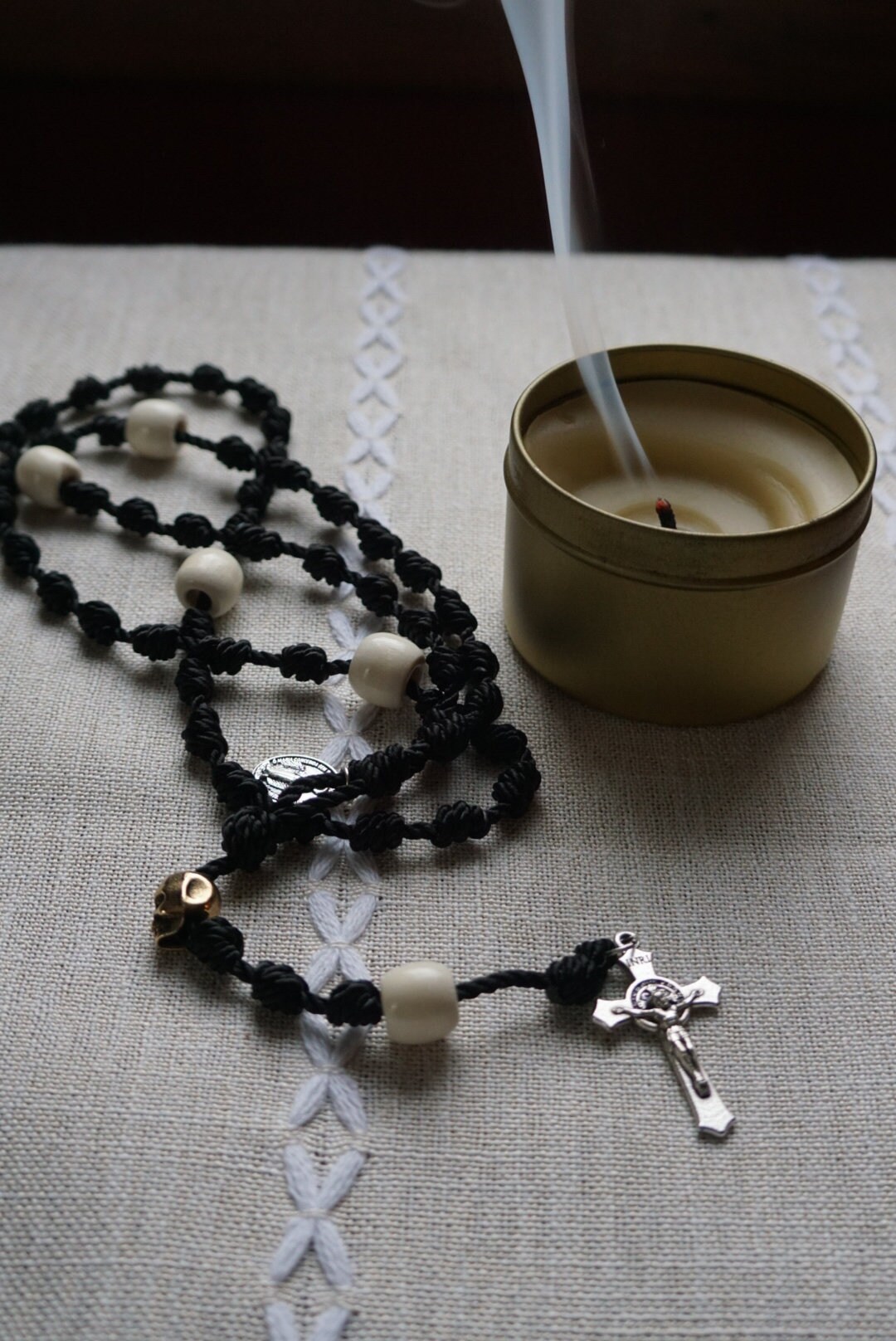 MOMENTO MORI Knotted Rosary | Rope Rosary | Cord Rosary | Twine Rosary ...
