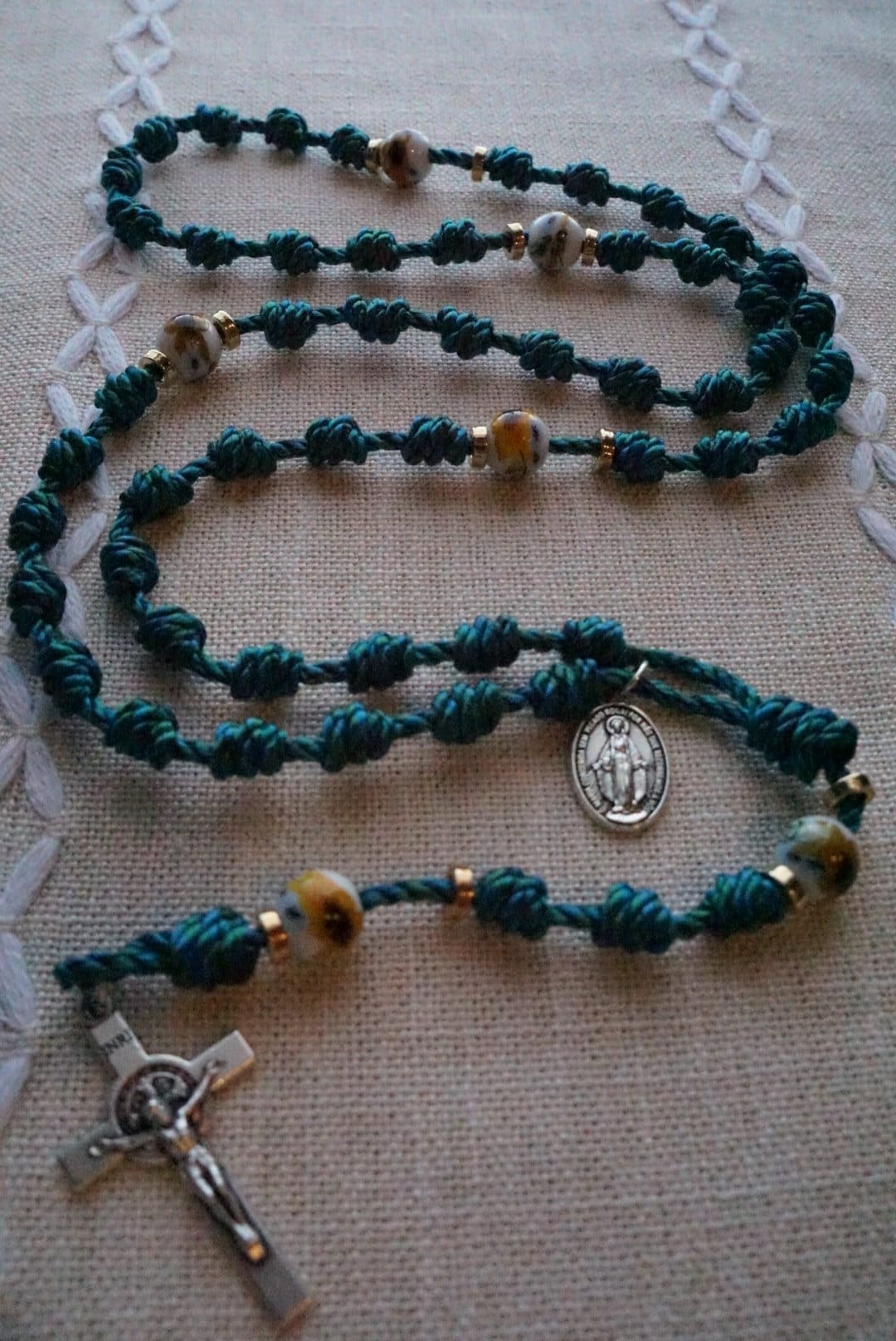 SUNFLOWER Knotted Rosary Rope Rosary Twine Rosary Cord Rosary First ...