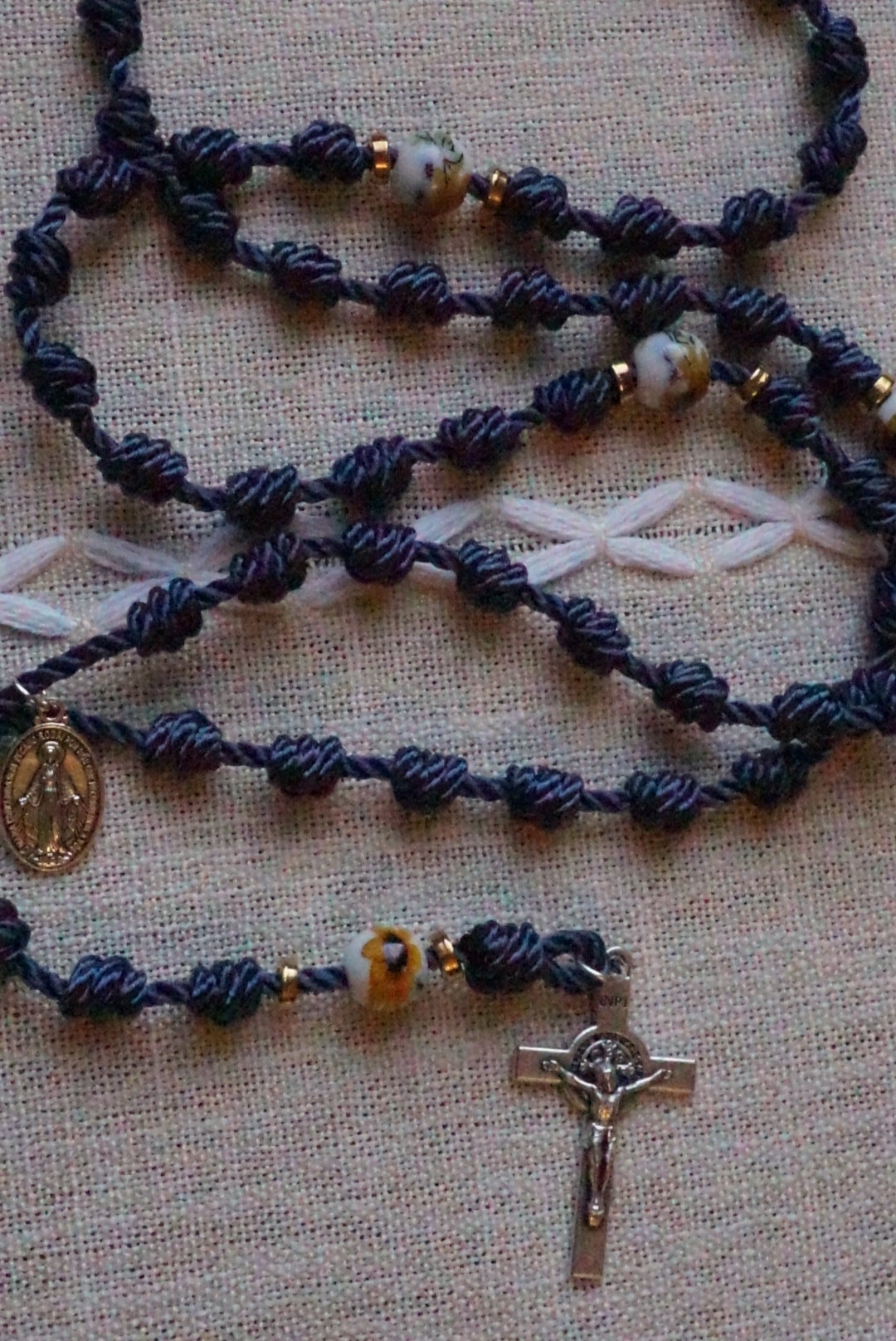 SUNFLOWER Knotted Rosary Rope Rosary Twine Rosary Cord Rosary First ...