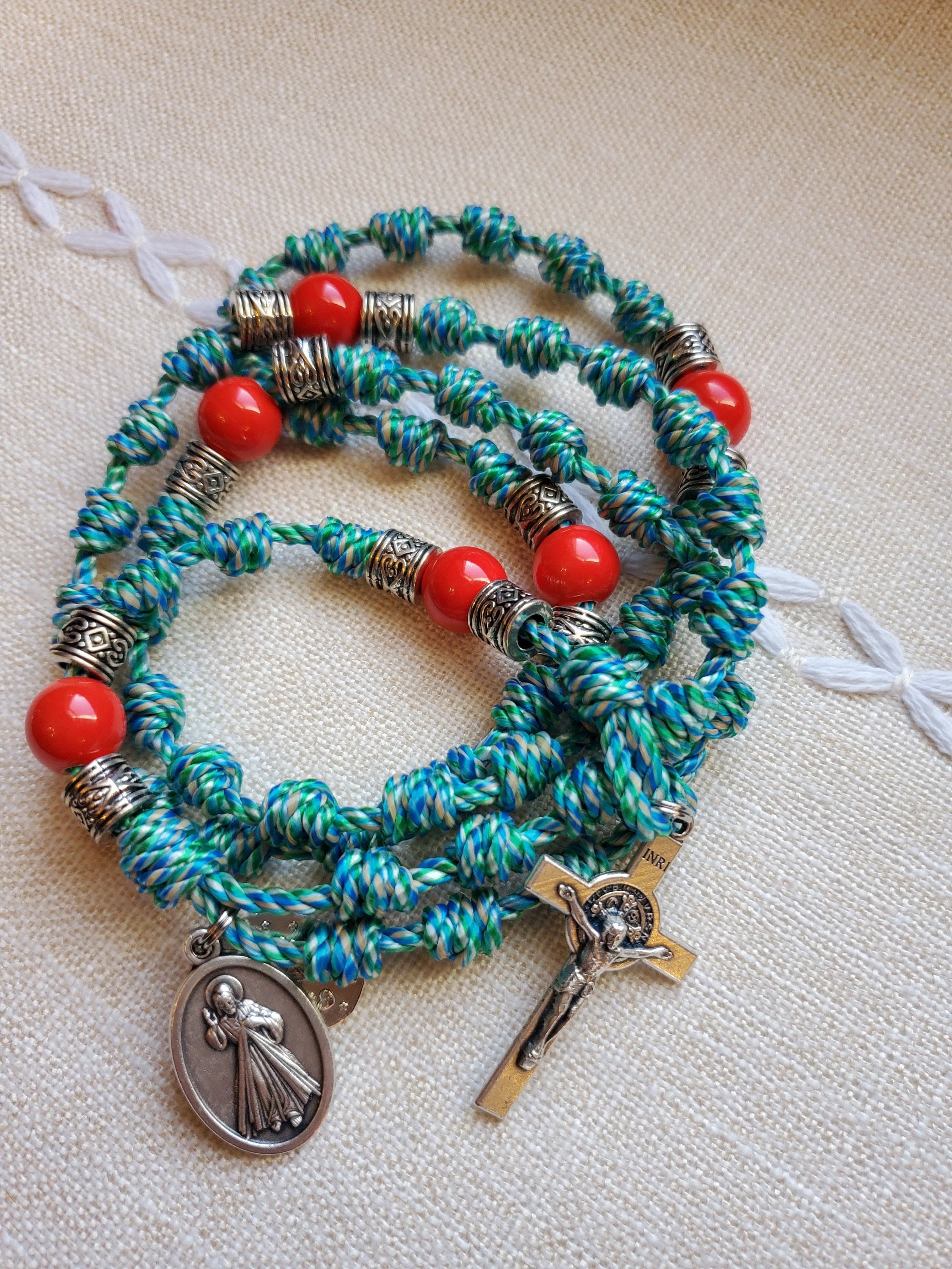 DIVINE MERCY Knotted Chaplet Rope Rosary Twine Rosary Cord Rosary First ...