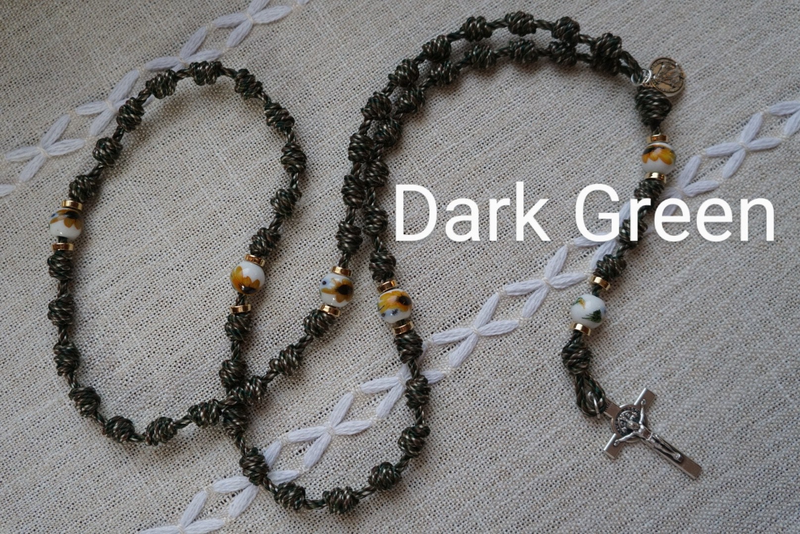 SUNFLOWER Knotted Rosary Rope Rosary Twine Rosary Cord Rosary First ...