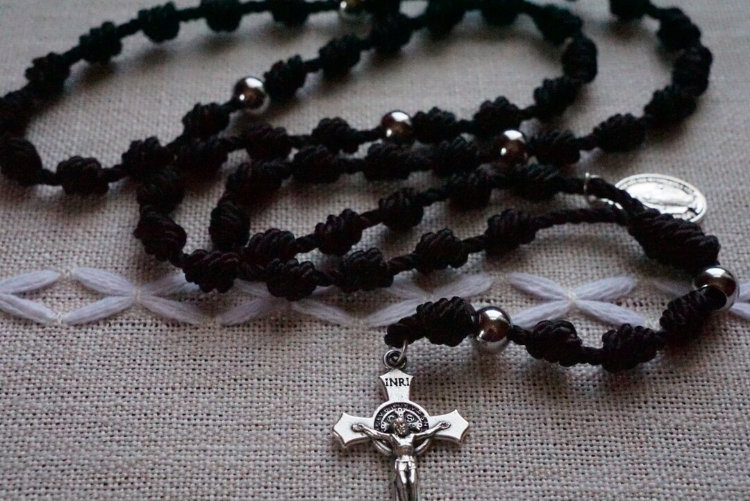 Black Stainless Knotted Rosary / Rope Rosary / Cord Rosary / - Etsy