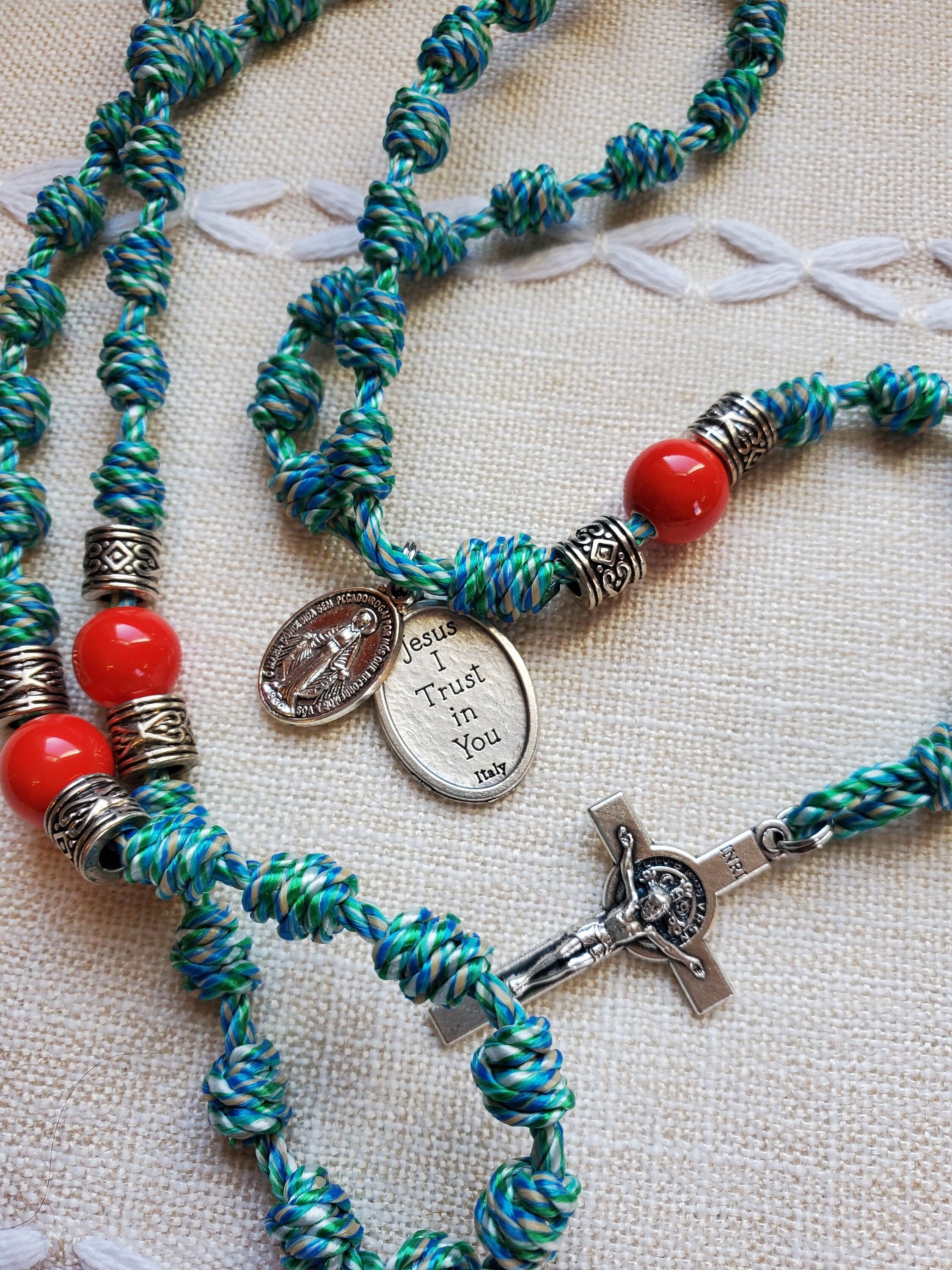 DIVINE MERCY Knotted Chaplet Rope Rosary Twine Rosary Cord Rosary First ...