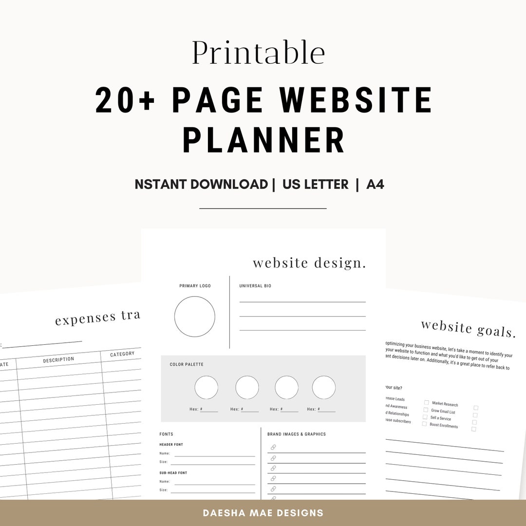 Printable Website Planner | Website Design Planner | Planner Template ...