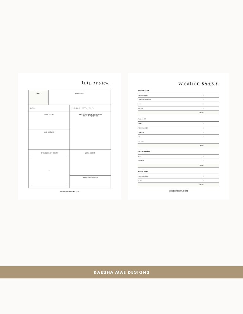 Travel Planner Printable Trip Planner Packing List Template Destination ...
