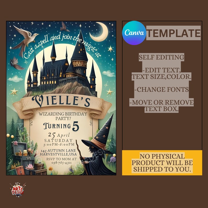 Wizard Birthday Party Invitation, Wizardry Birthday Invitation, Kids ...