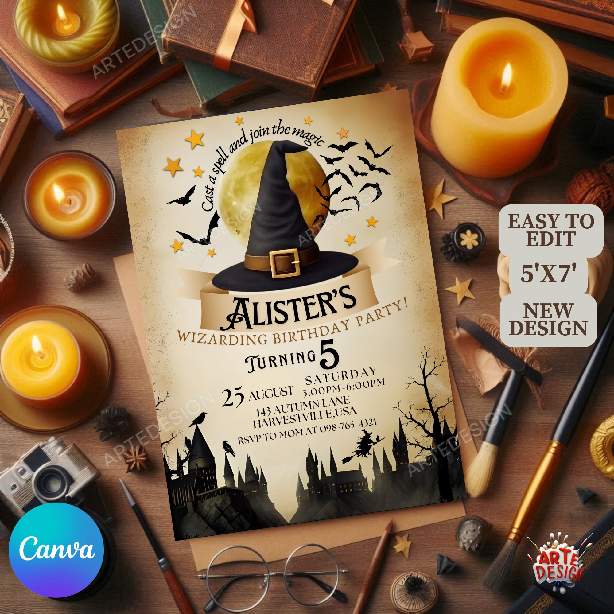Wizard Birthday Party Invitation, Wizardry Birthday Invitation, Kids ...