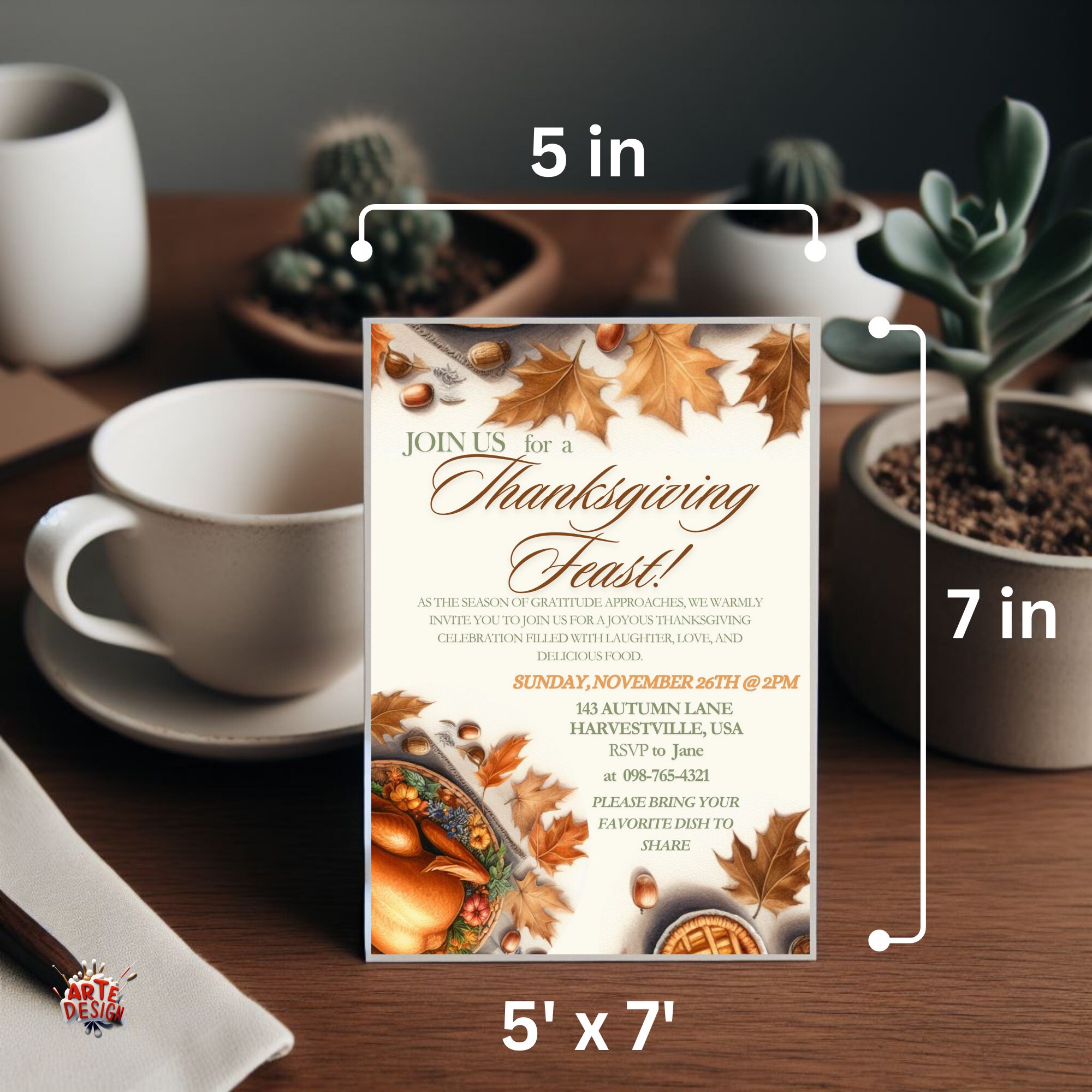 Thanksgiving Invitation Canva Template Let's Give Thanks - Etsy