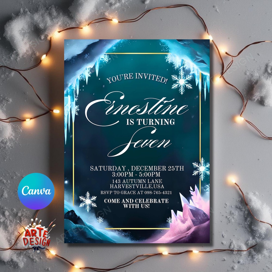 Snowflake Birthday Party Invitation, Winter Birthday Invitation ...