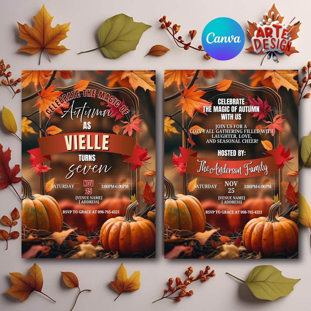 Fall Party Invitation, Editable Autumn Party Invitation, Digital Fall ...