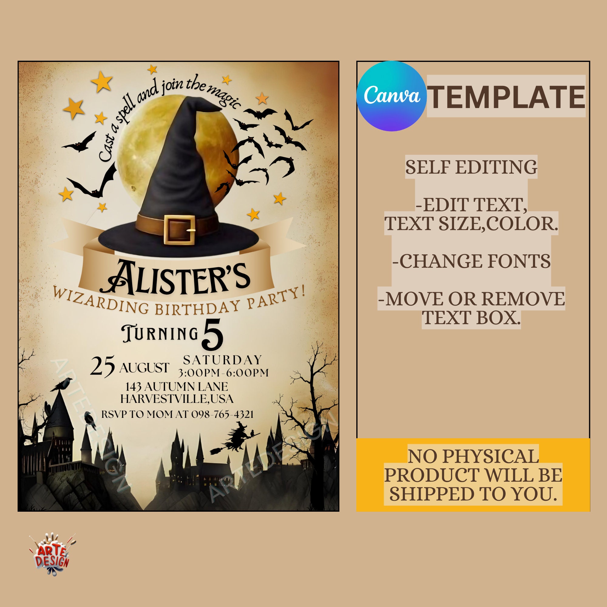 Wizard Birthday Party Invitation, Wizardry Birthday Invitation, Kids ...