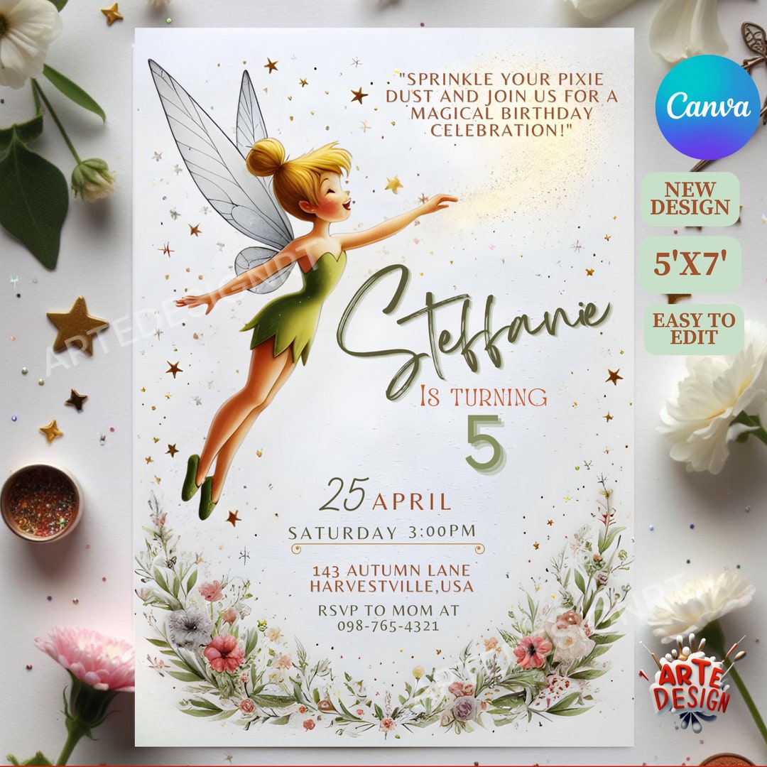 Tinker Bell Birthday Invitation Fairy Tink Bell Birthday Party